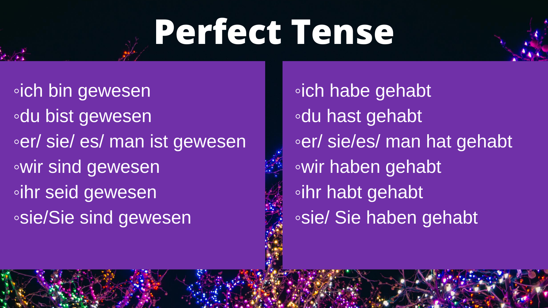 HABEN & SEIN in different tenses - Angelika's German Tuition & Translation